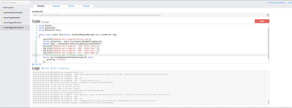 Integrate Azure Function With Sumo Logic Webhook Connection Sumo Logic수모로직