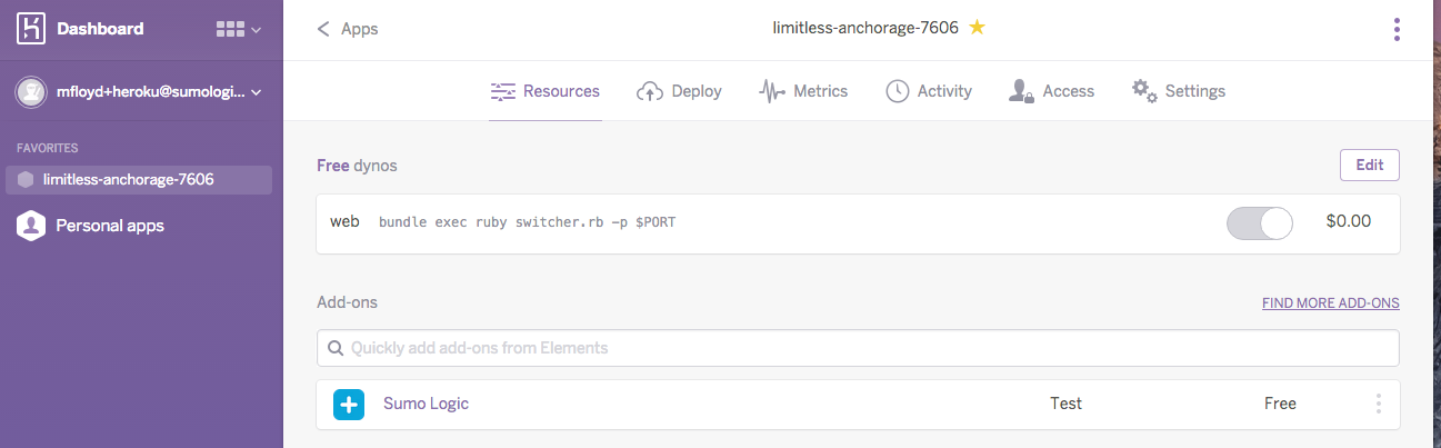 Heroku Add On For Sumo Logic Quick Start Sumo Logic수모로직
